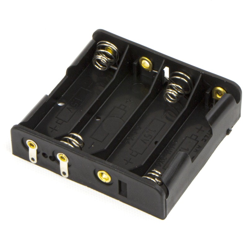 4 x AA Battery Holder Housing Solder Terminal Connector Block in Black