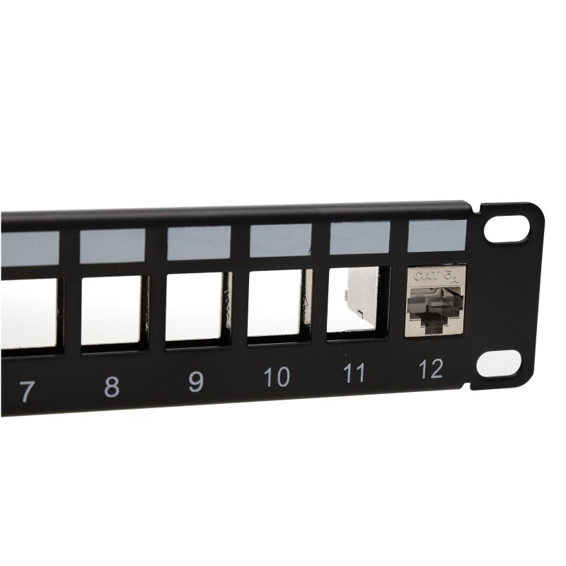 miniMEDIA 10 inch SOHO Cat6A 12 Port Patch Panel for Ethernet LAN Network Cable