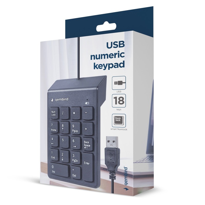 Usb Numeric Keypad With 18 Keys With Smart Num Lock For Laptops Black
