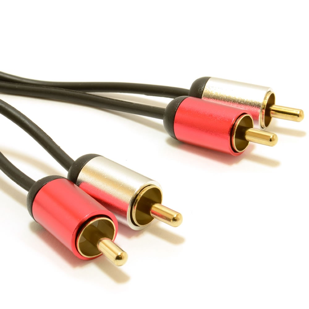 Kenable Aluminium Pro 2 X Rca Twin Phono Plugs Stereo Audio Cable G
